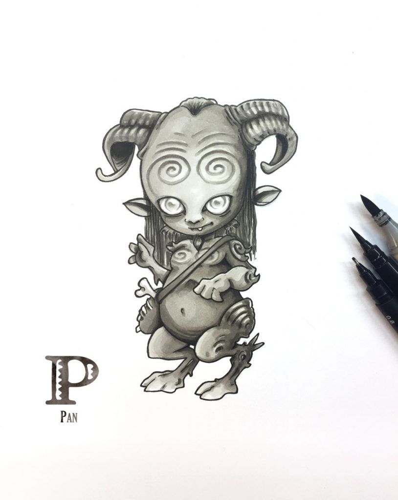 P is for Pan (alternative) - Original Art - Un tipo ilustrado